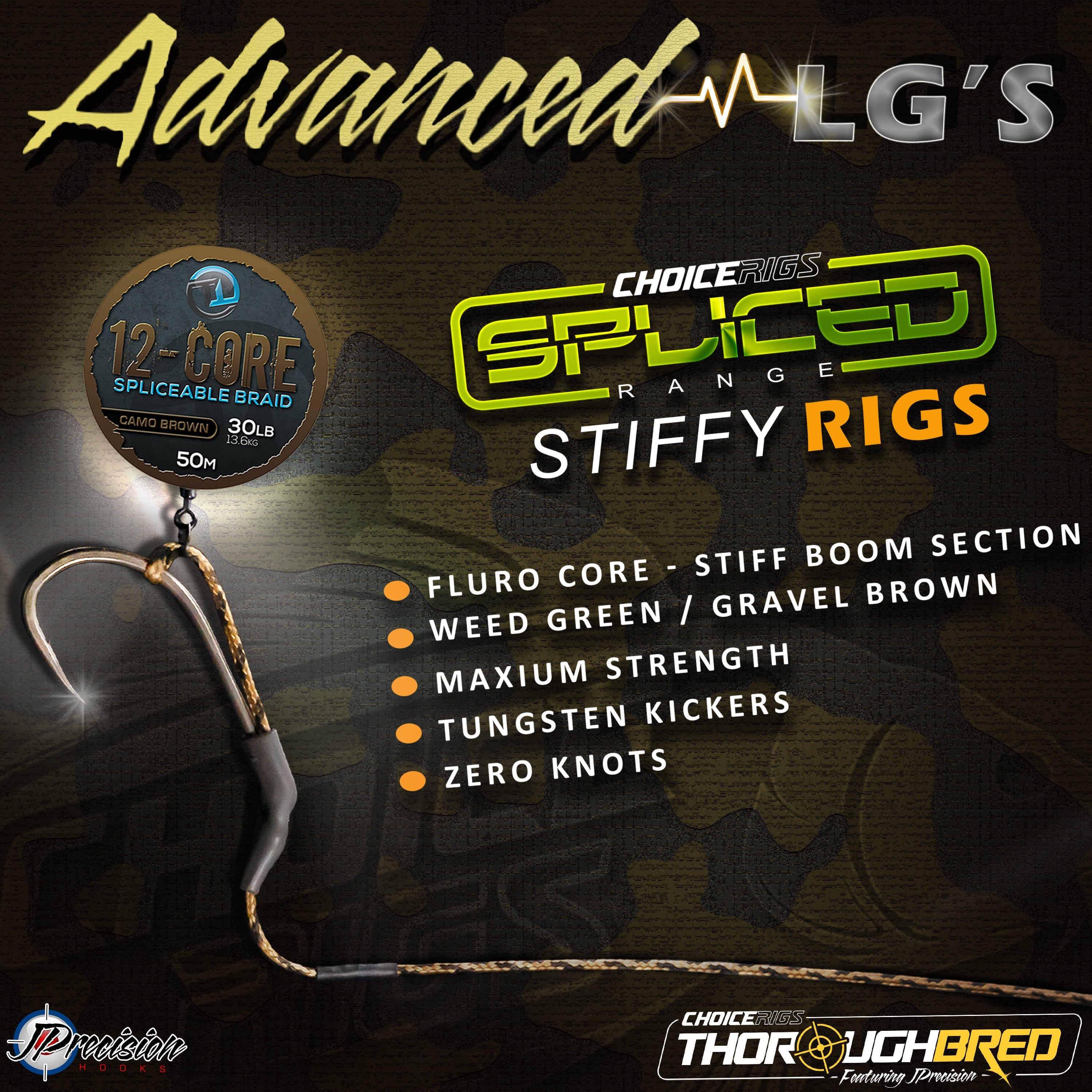 "Thoroughbred" ADVANCED LG Spliced Stiffy Rigs x3 – Rig Locker